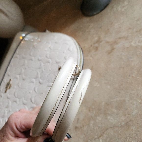 Coach | Bags | Coach Signature Cora Ivory Patent Leather Dome Satchel ...